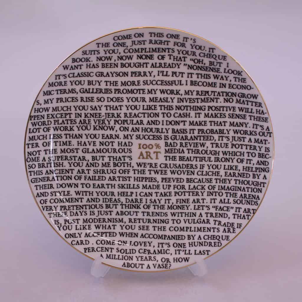 Grayson Perry '100% Art' plate - The Holburne Museum