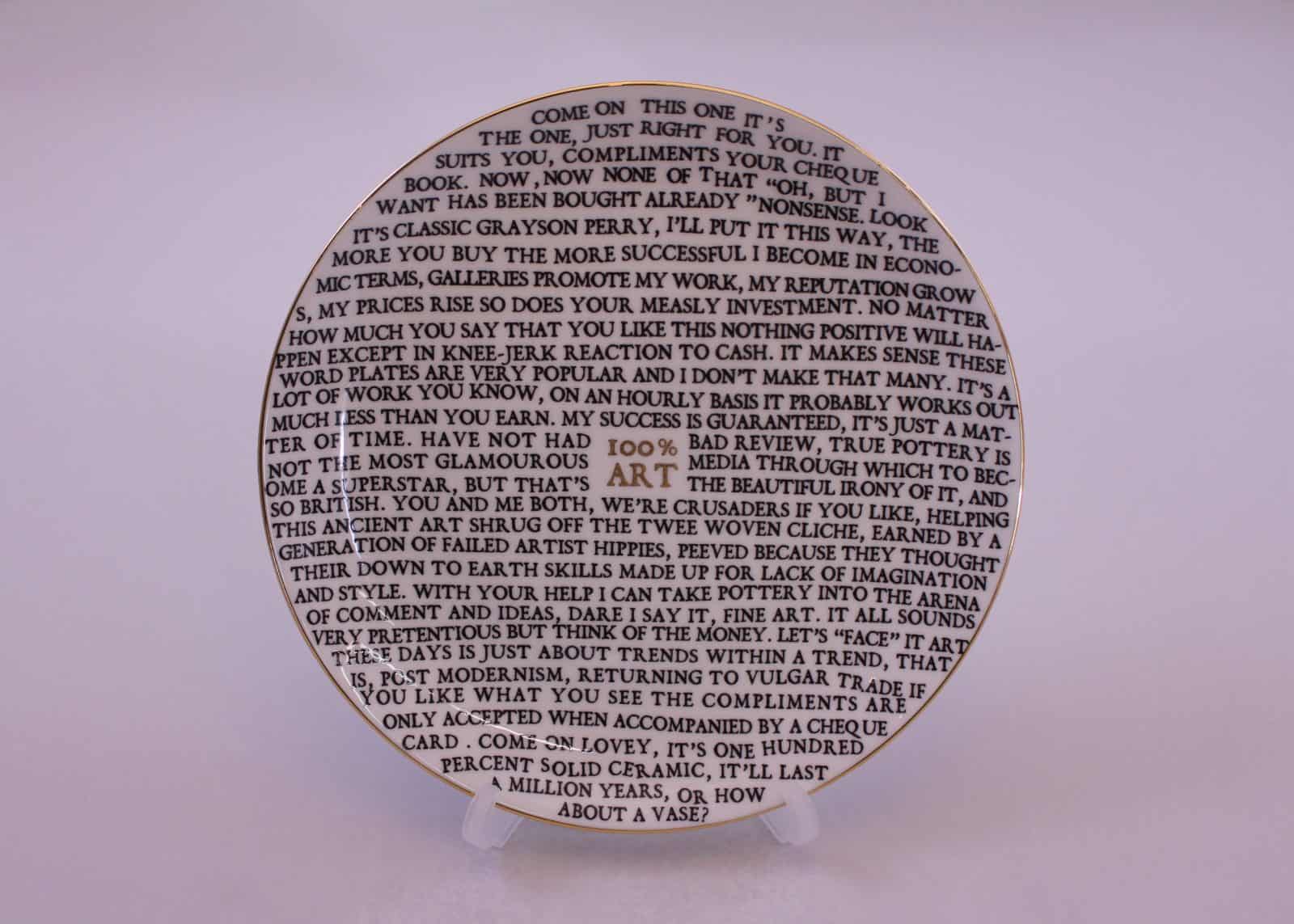 Grayson Perry '100% Art' plate - The Holburne Museum