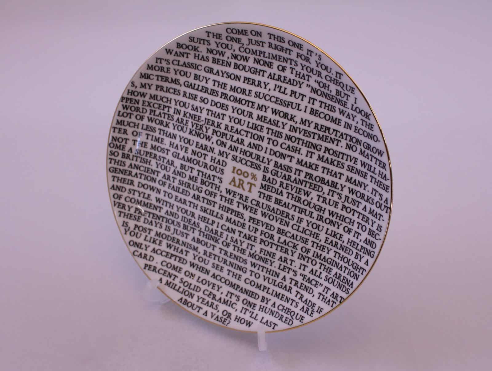 Grayson Perry '100% Art' plate - The Holburne Museum