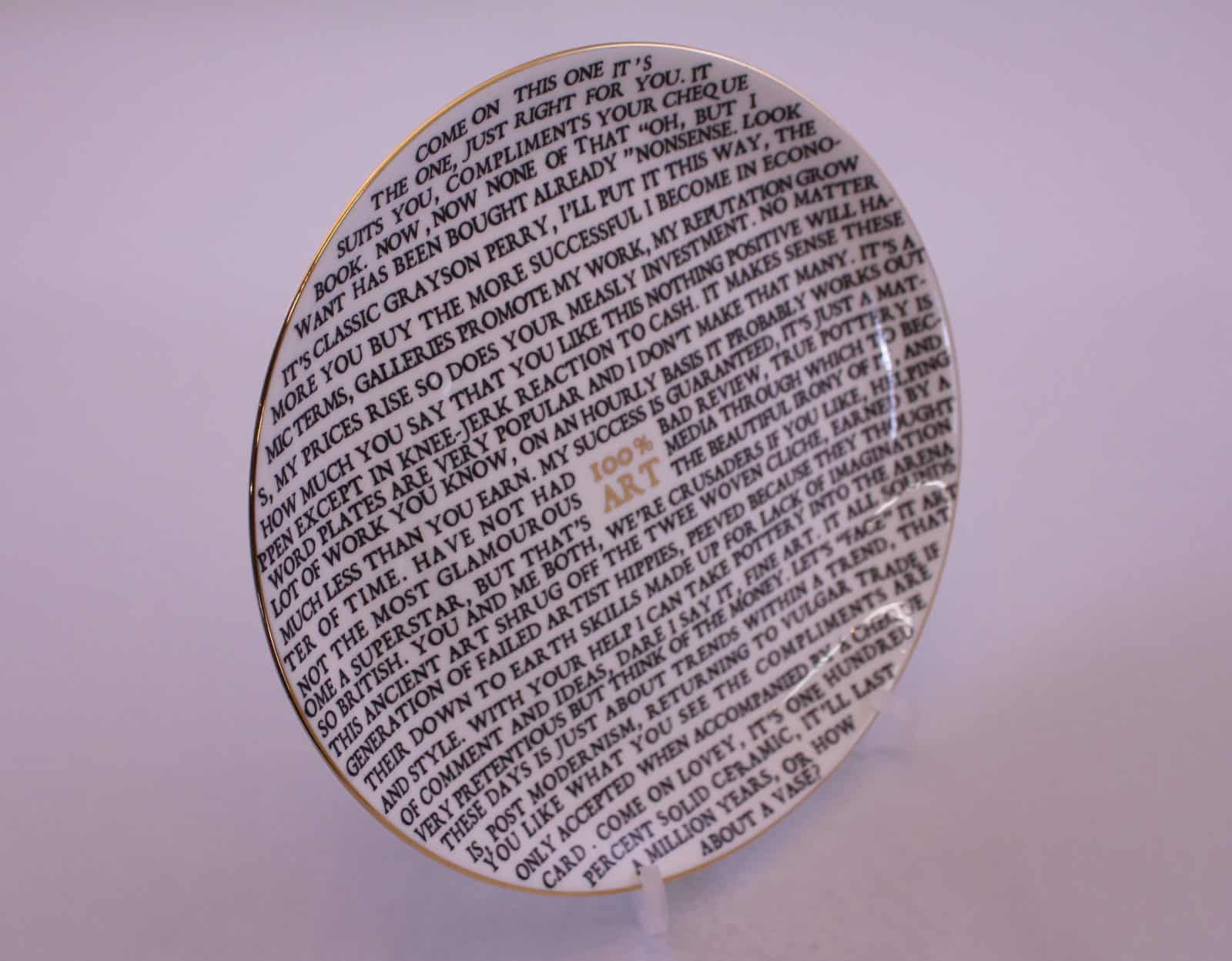 Grayson Perry '100% Art' plate - The Holburne Museum